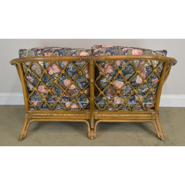 Quality Rattan Curved Back Loveseats With Custom Floral Upholstered ...