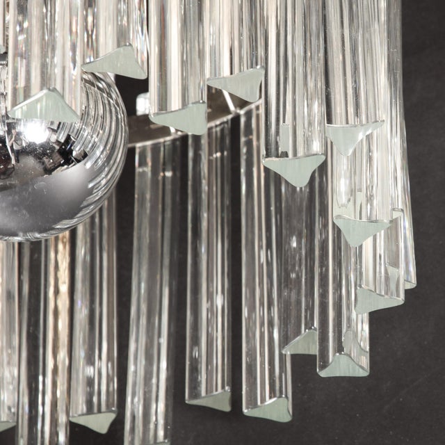 Mid Century Modern Polished Chrome & Translucent Murano Glass Triedre ...