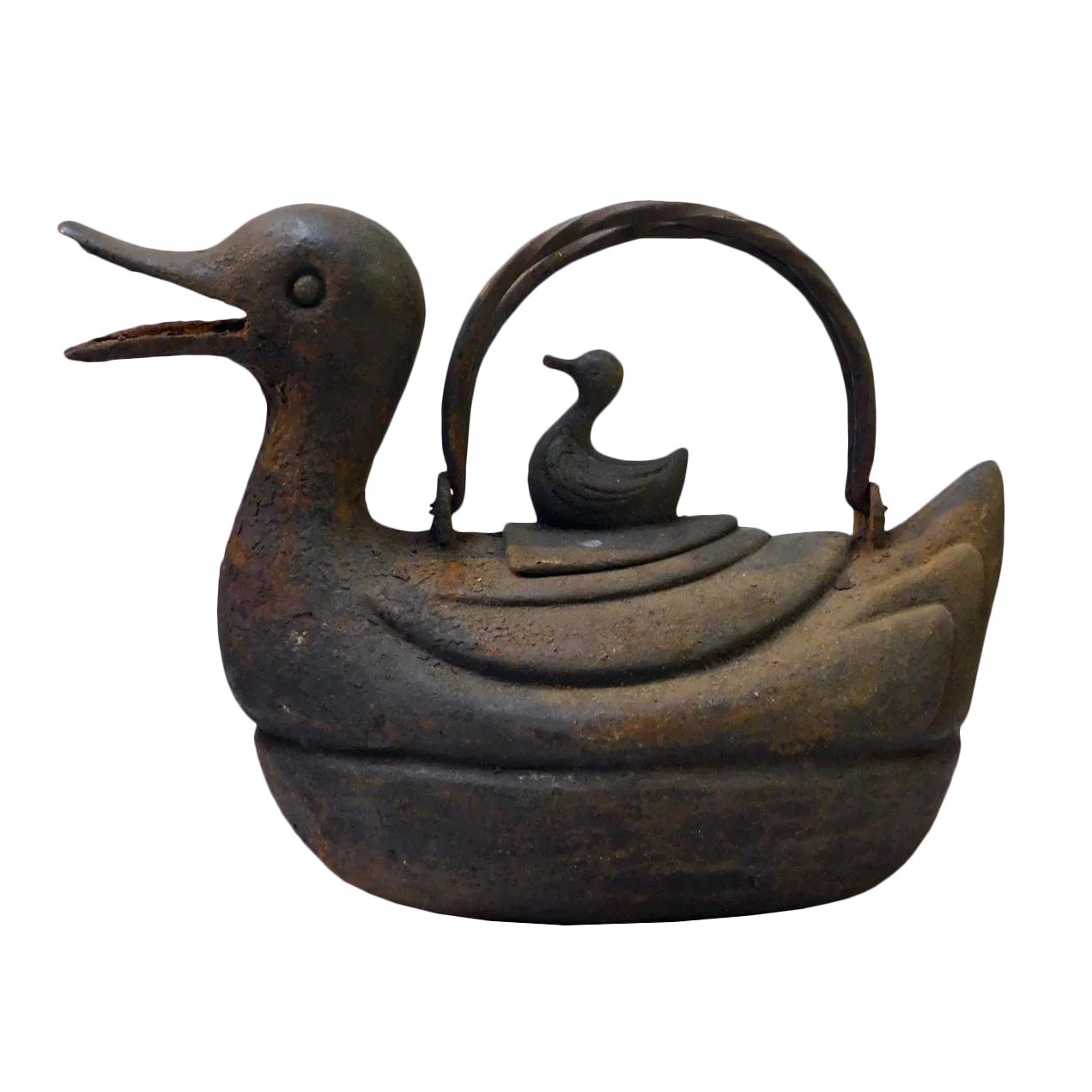 Handmade Heavy Rustic Iron Duck Shape Teapot | Chairish