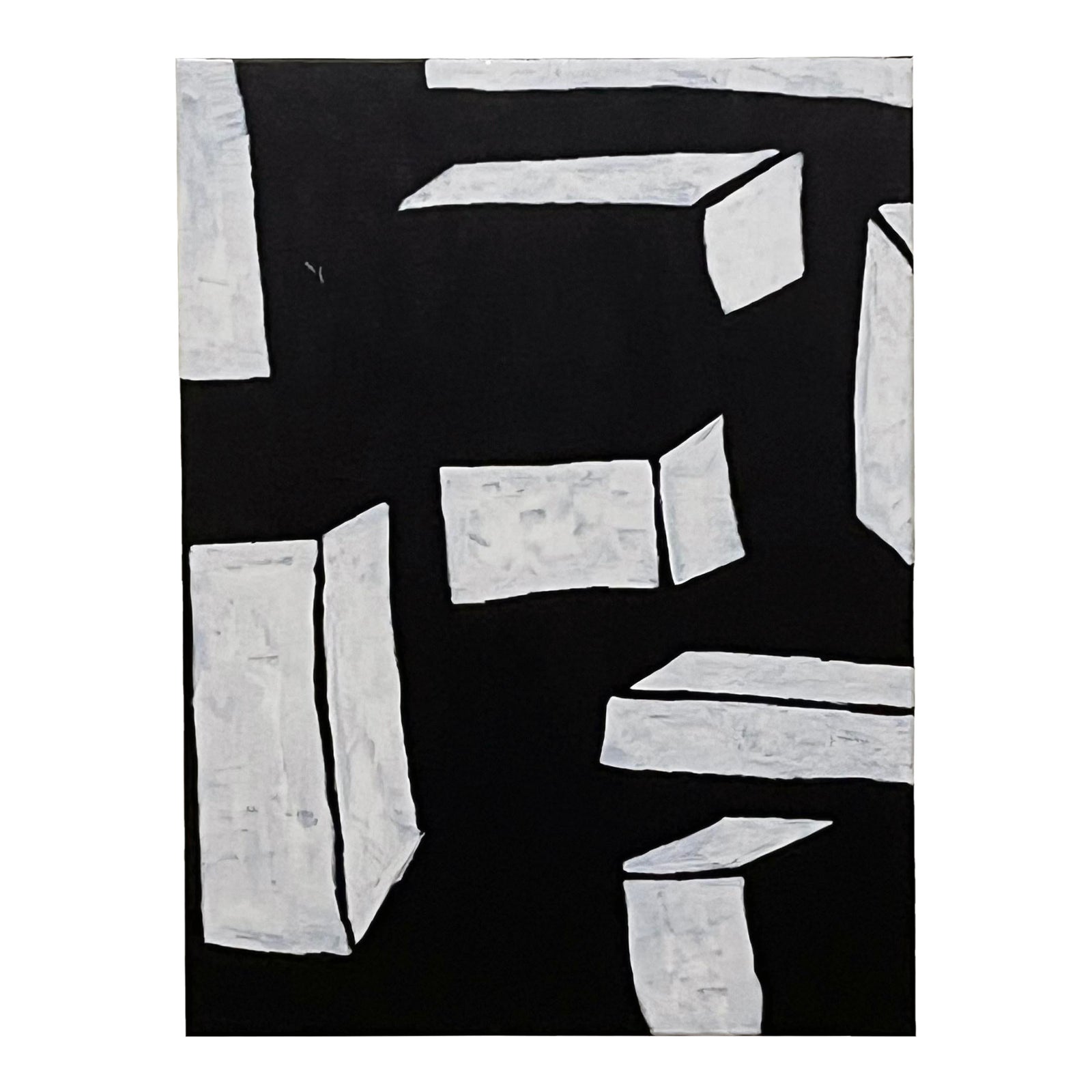 Offset Abstract Bauhaus Black and White Acrylic Painting | Chairish