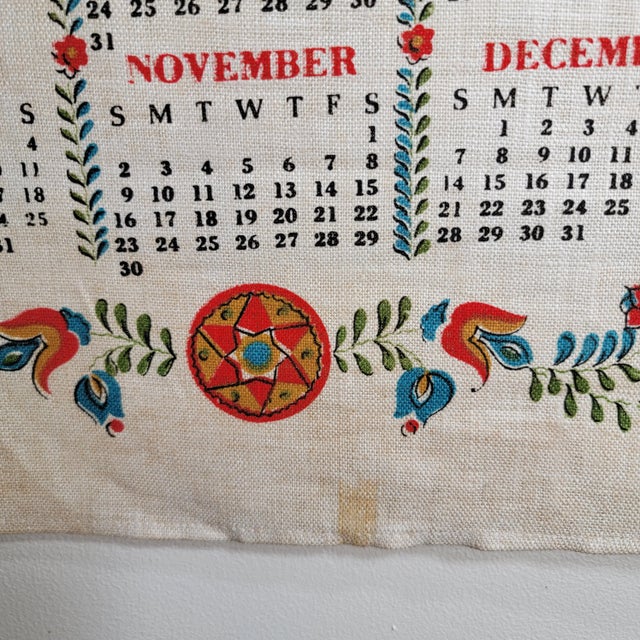 Beautiful Vintage 1969 Cloth Repeater Calendar | Chairish