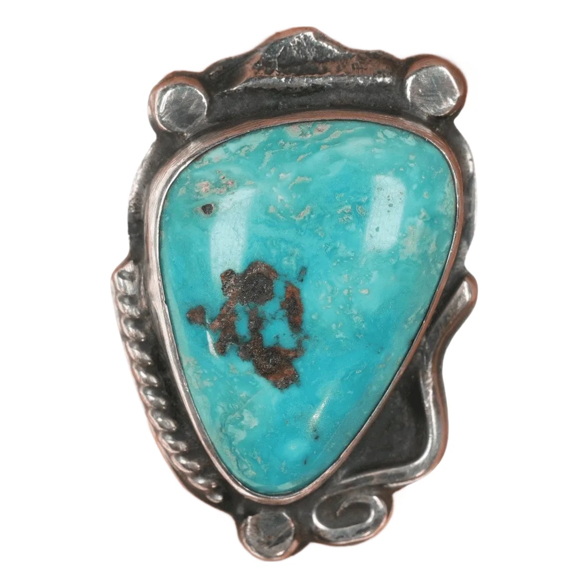 sz6 Chief Wolf Robe Hunt (1905-1977) Acoma silver and pear shaped ...