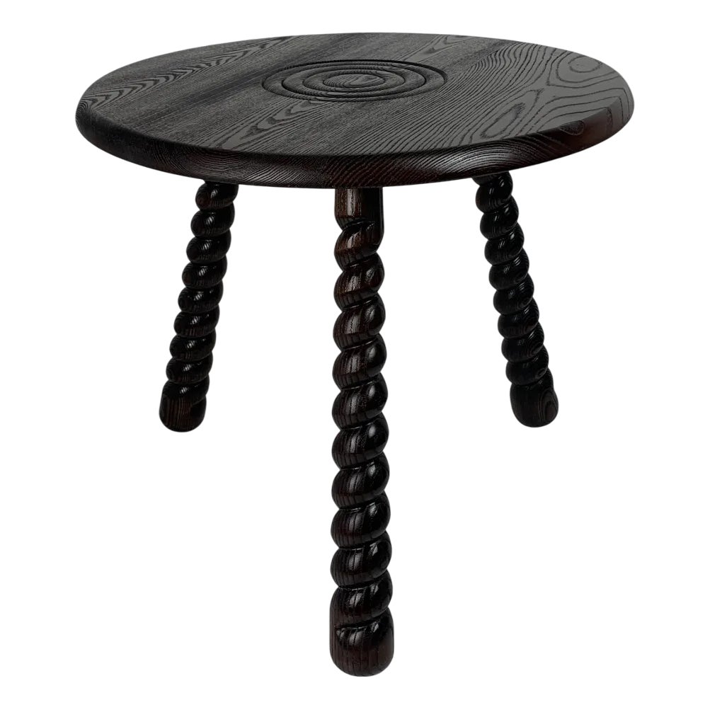 Modern Bobbin Wood Turned Side Table by Charles Dudouyt | Chairish