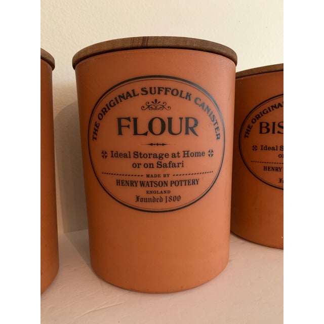 Vintage British Terracotta Henry Watson Pottery England Large Canisters ...