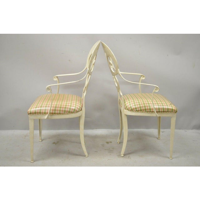 Veneman Italian Regency Style Cast Aluminum Spade Back Saber Leg Chairs ...