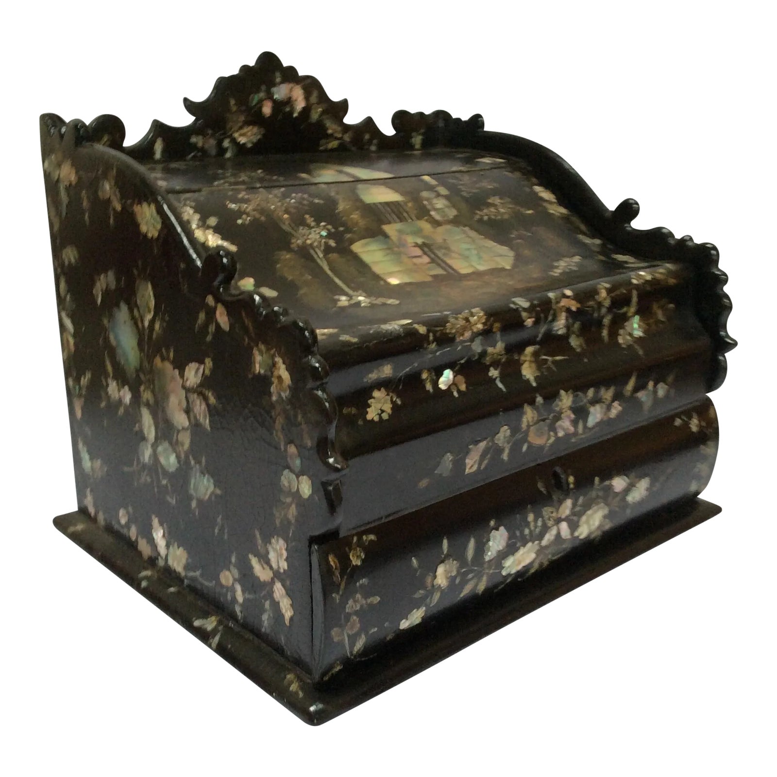 Mid 19th Century Papier-Mâché Laptop Writing Desk Box | Chairish