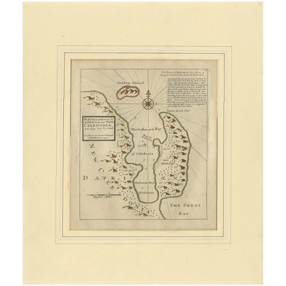Map of the Failed Scottish Colony of Caledonia in Panama, 1699 | Chairish