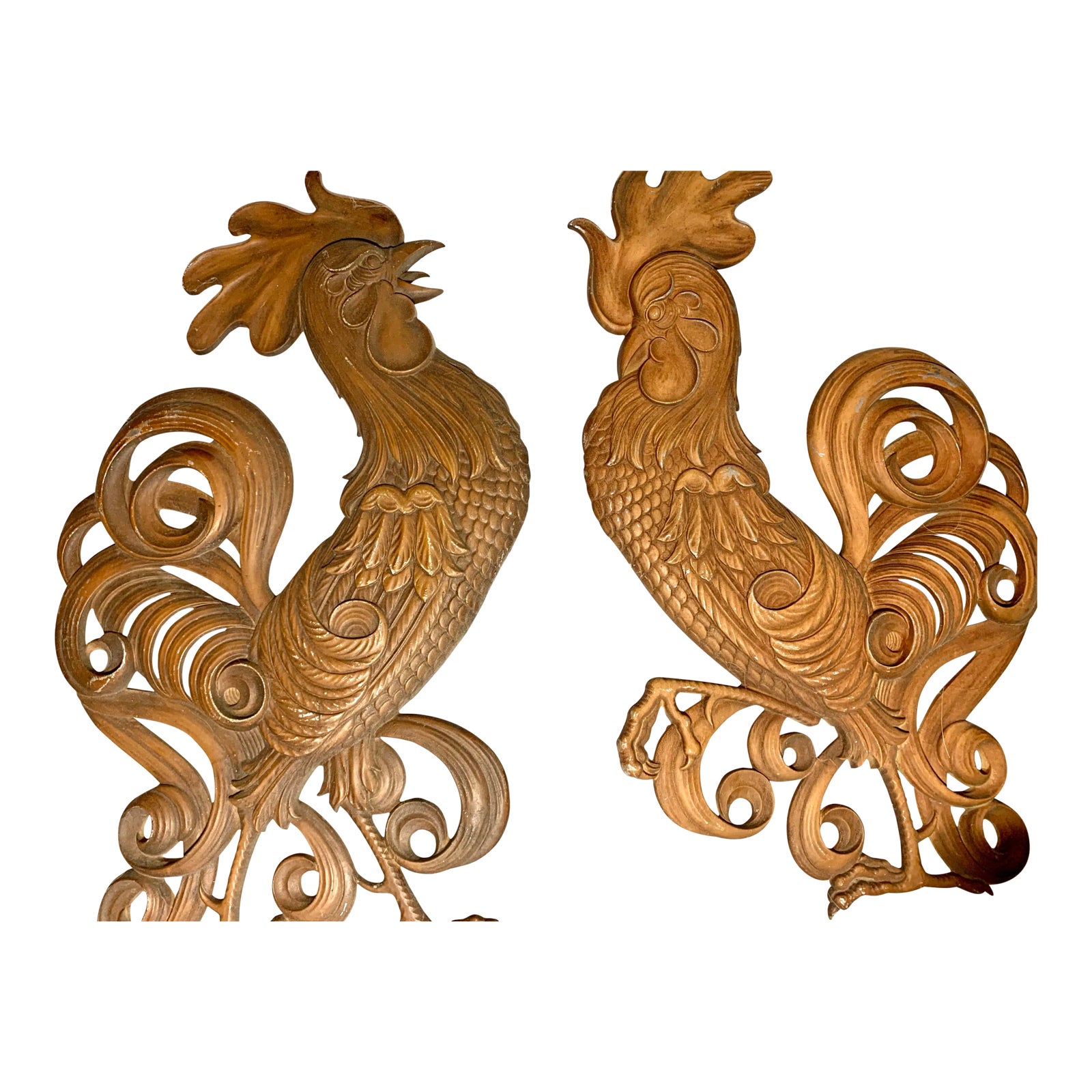 Mid 20th Century Cast Metal Roosters Vintage Indoor Outdoor Sculpture ...