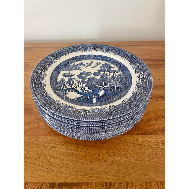 Vintage English Churchill Blue Willow Dinner Plates - Set of 10 | Chairish