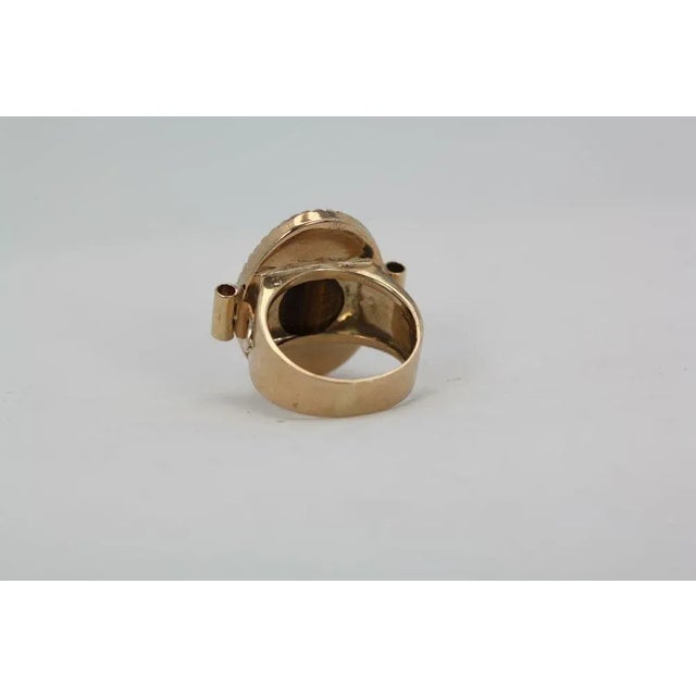 Vintage 18k Golden Tiger’s Eye Scarab Ring With Side Tubes Size 6 ...