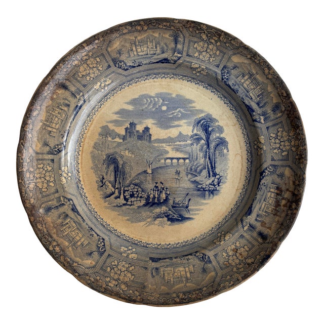 Antique Tj & J Mayer Staffordshire "Florentine Pattern" Blue and White ...
