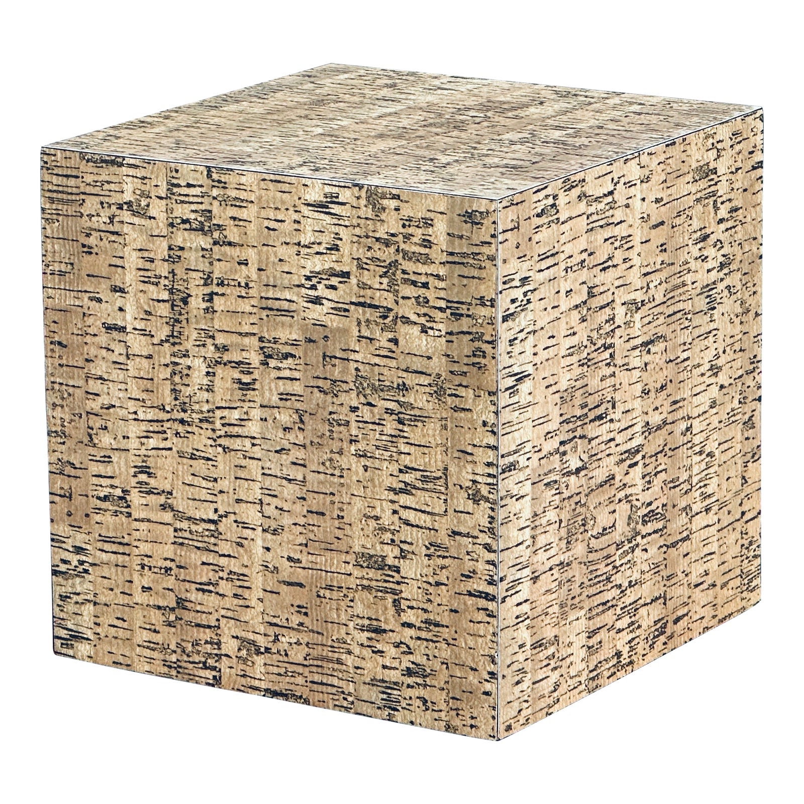 Vintage Faux Cork Laminate Cube Side Table | Chairish
