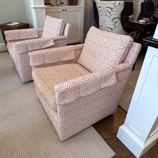 Pair of Lee Geometric Swivel Chairs | Chairish