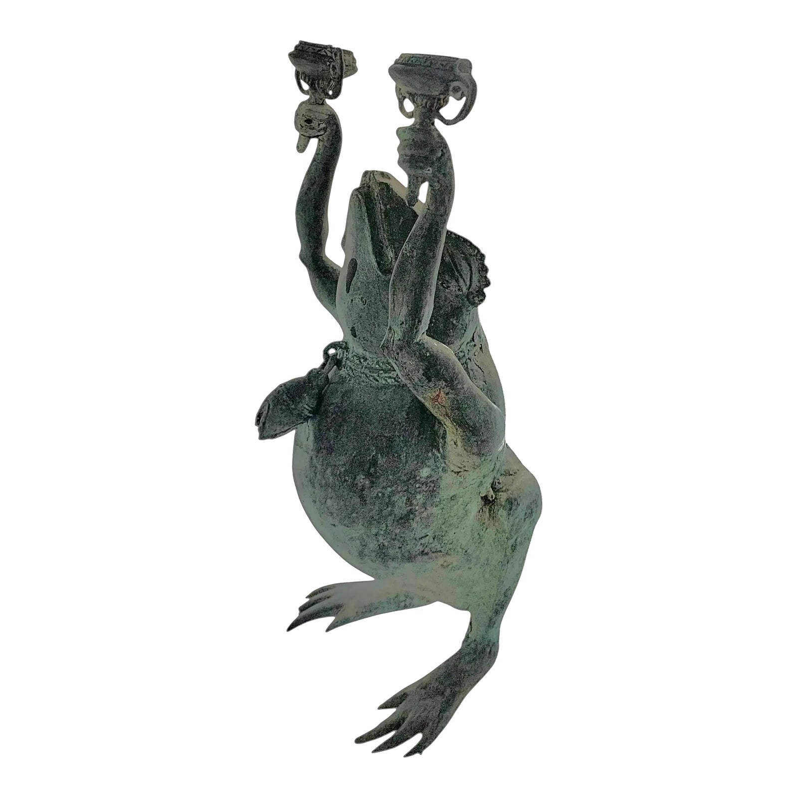 Late 20th Century Frog Sculpture Light Metal Candle Holder Statue ...