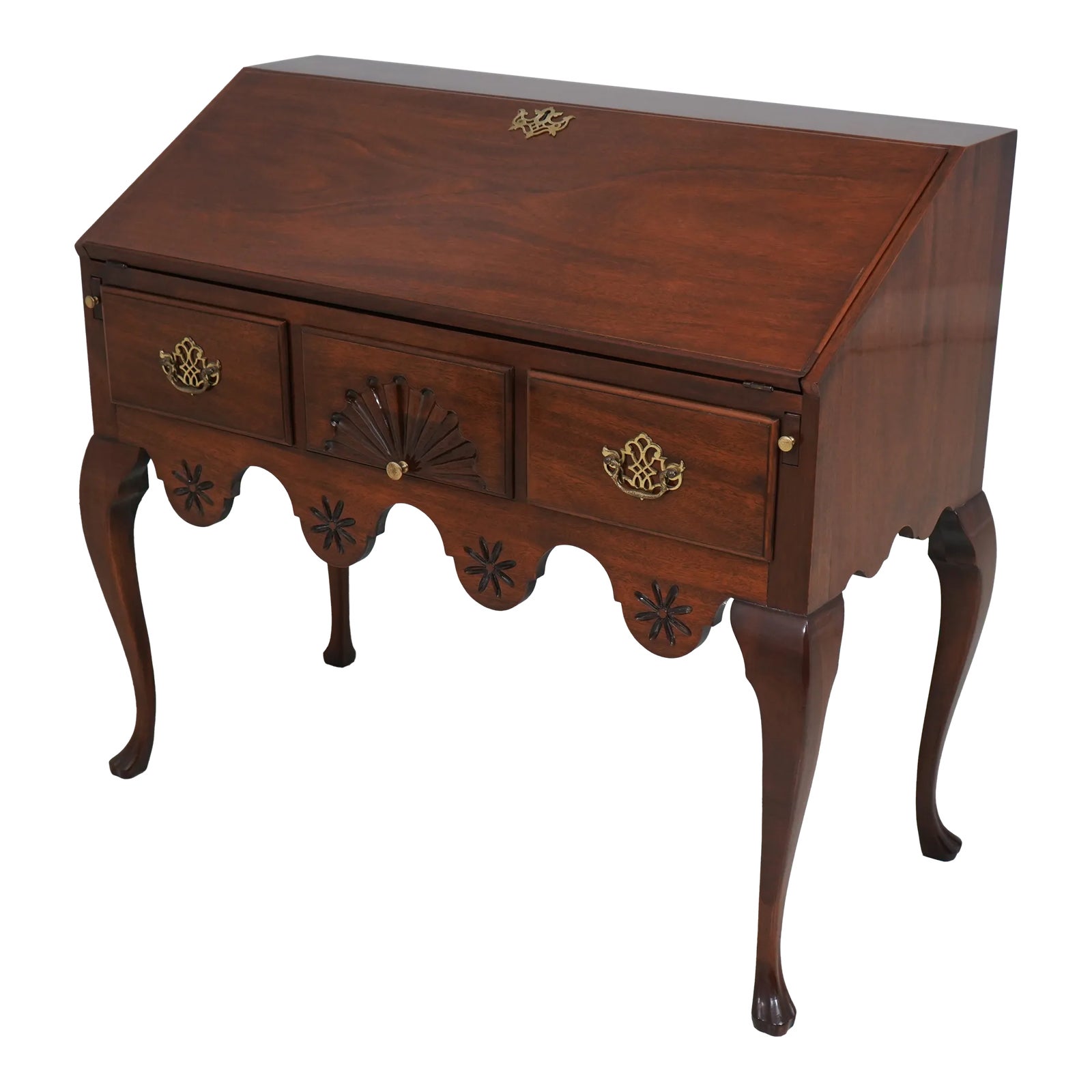 Baker Queen Anne Drop Front Secretary Desk | Chairish