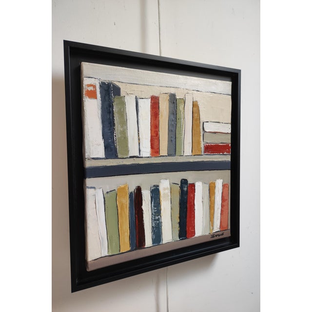 The Art of Books, Abstract Library, Oil on Canvas, Geometric, Modern ...