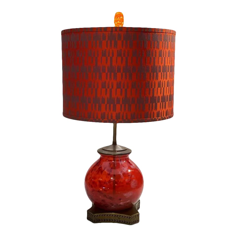 Mid 20th Century French Hand Blown Red Glass Table Lamp | Chairish