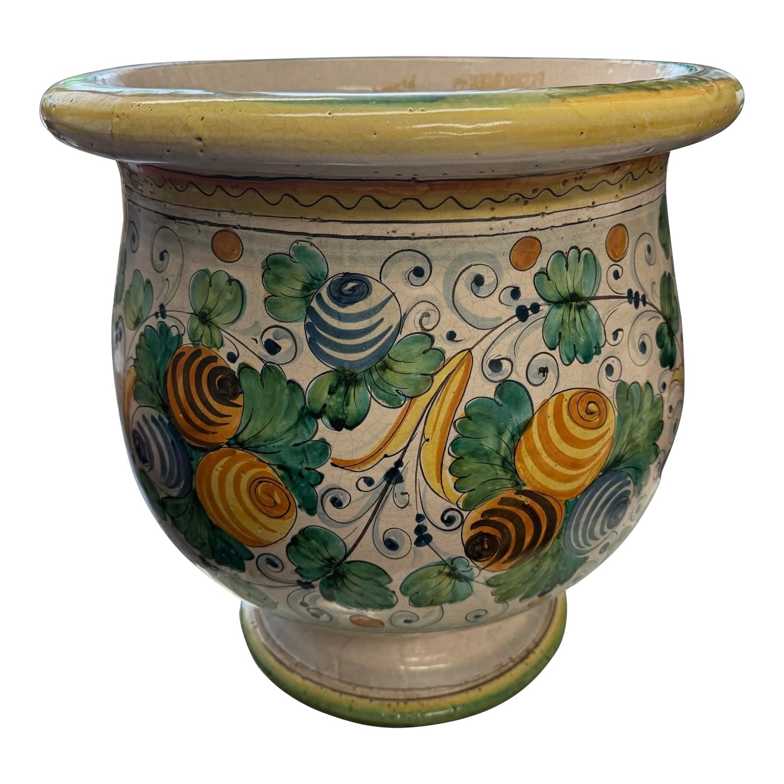 Vintage Italian Hand Painted Majolica Terracotta Pottery Floor Vase ...