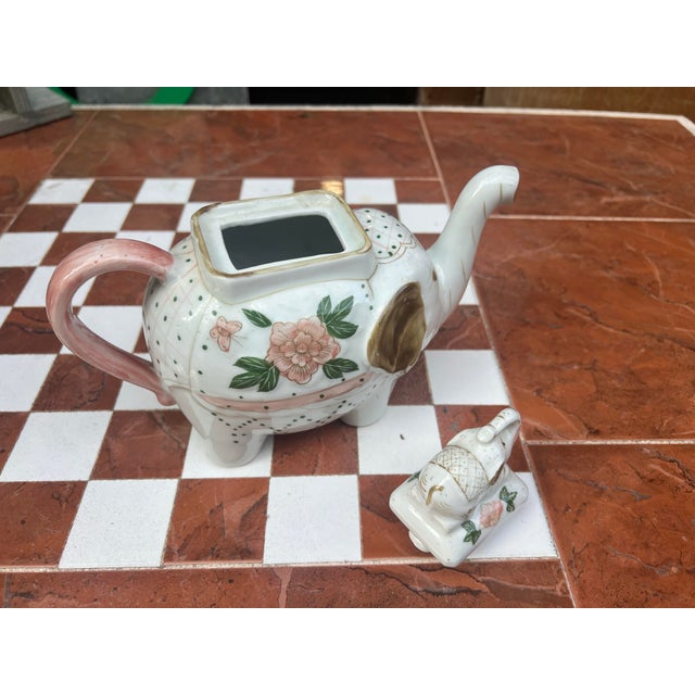 Vintage Painted Elephant Tea Pot | Chairish