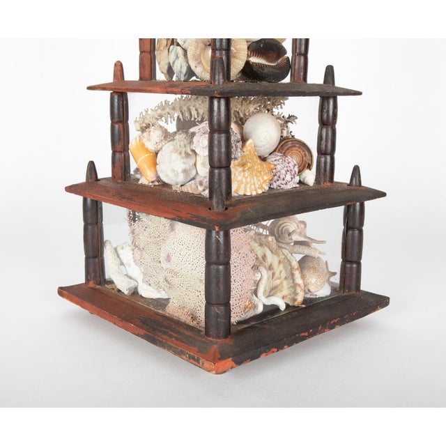 19th Century New England Painted Wood Sea Shell Folly | Chairish