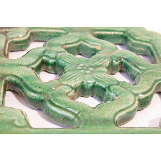 Antique Chinese Emerald Green Glazed Architectural Tile, C. 1900 Set of ...