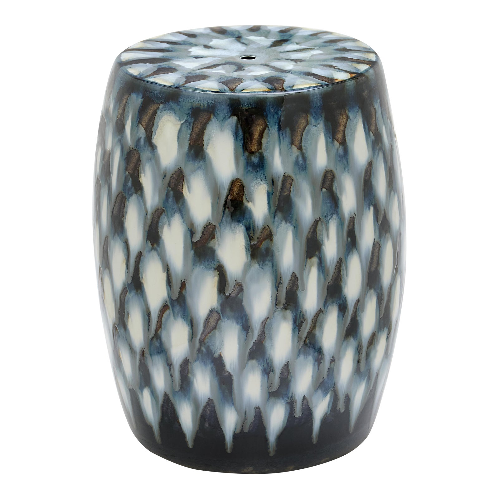 Bunny Williams Home Pheasant Feather Garden Stool, Blue | Chairish