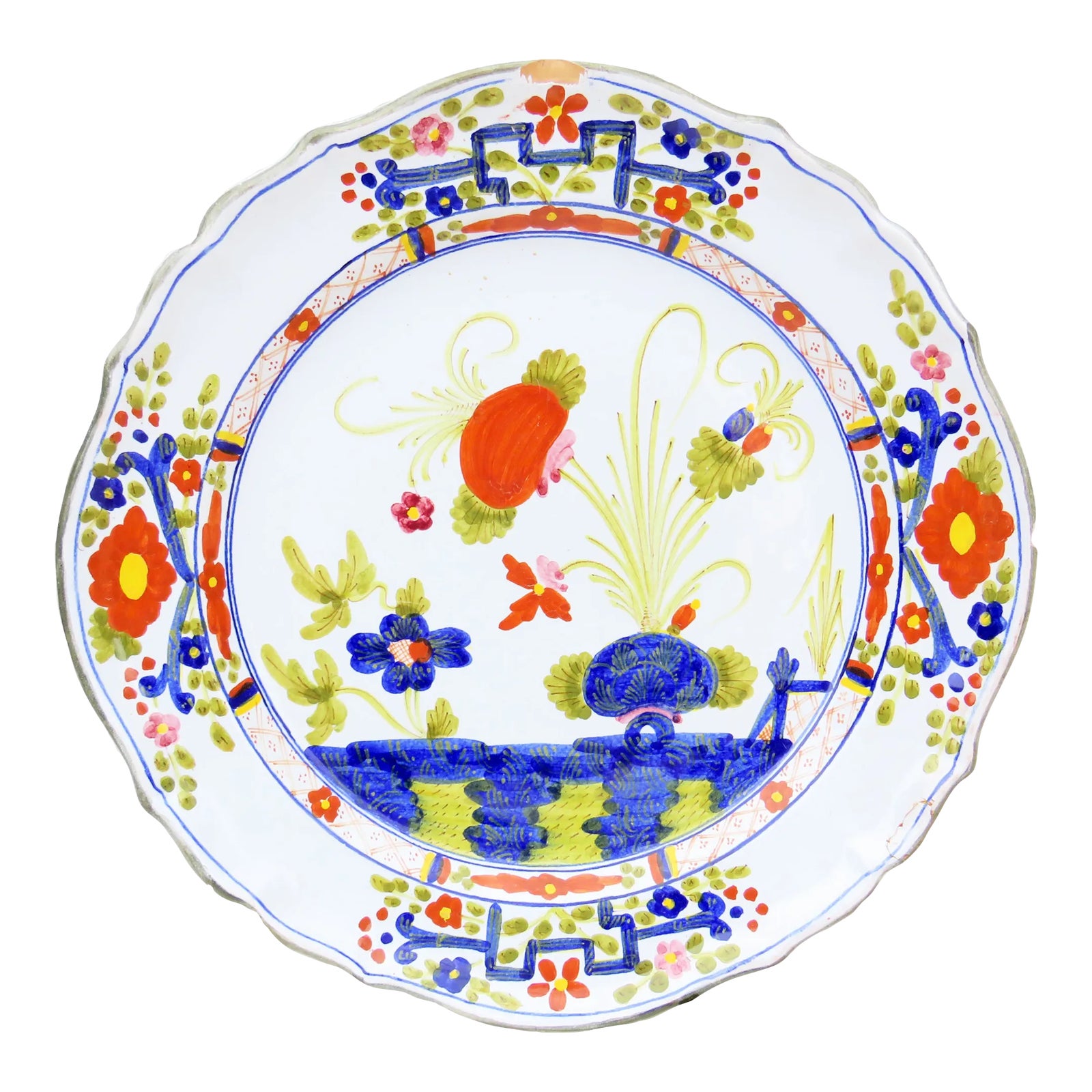 Italian Blue Carnation, Garofano Faenza Platter | Chairish