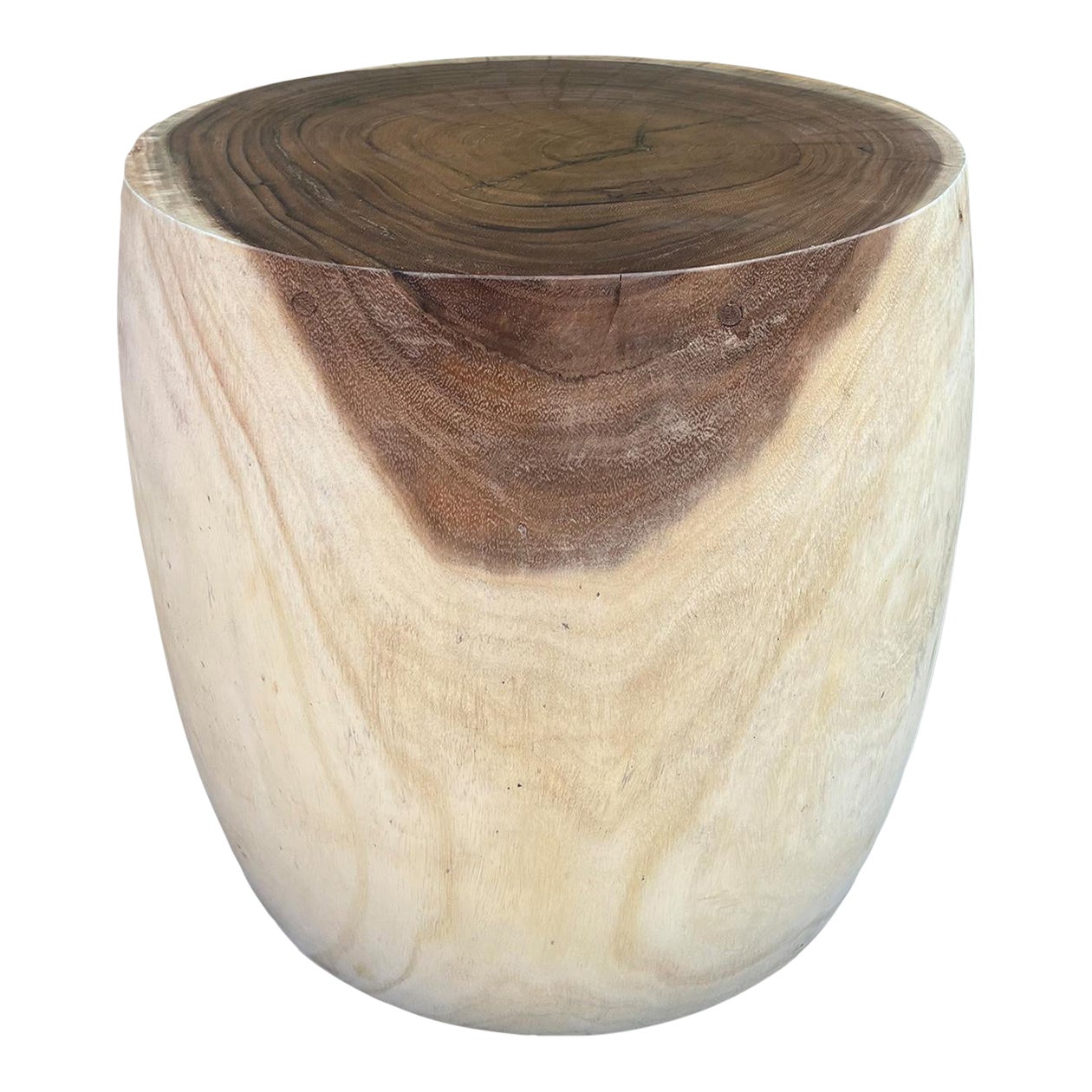 Monkey Pod Drum Stool / Side Table | Chairish