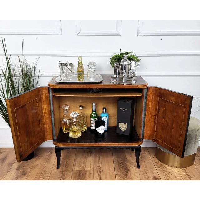 Mid Century Art Deco Italian Forest Wildlife Carved Wood Dry Bar Cabinet 1960s Chairish
