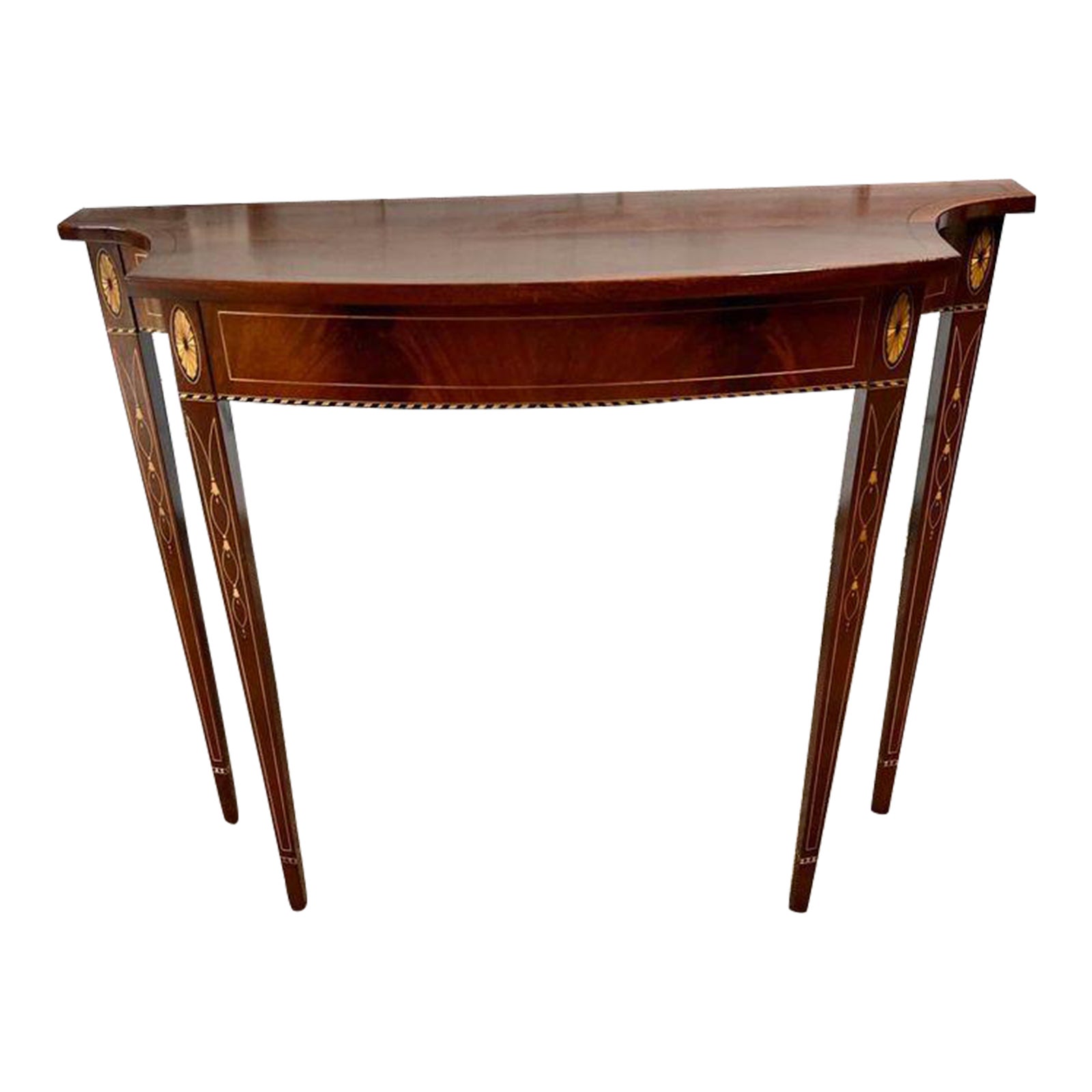 Stickley Furniture Federal Style Mahogany Inlaid Console Table. | Chairish