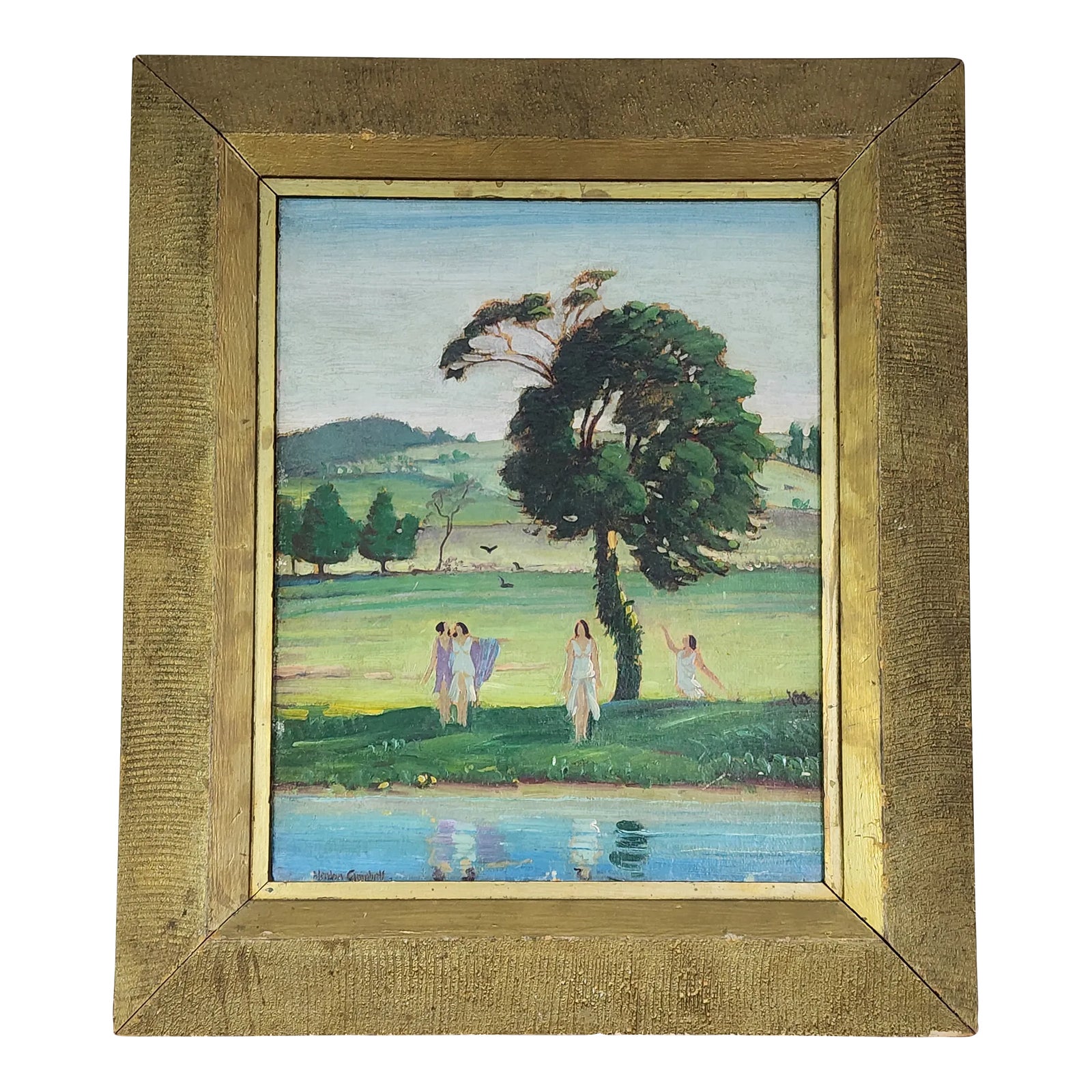 Nymphs Dancing Ladies Painting Blendon Campbell 1872-1969 O/C Listed ...