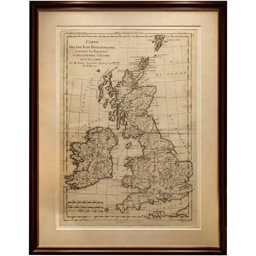 British Isles England and Scotland and Ireland Map by Bonne, 1780 ...