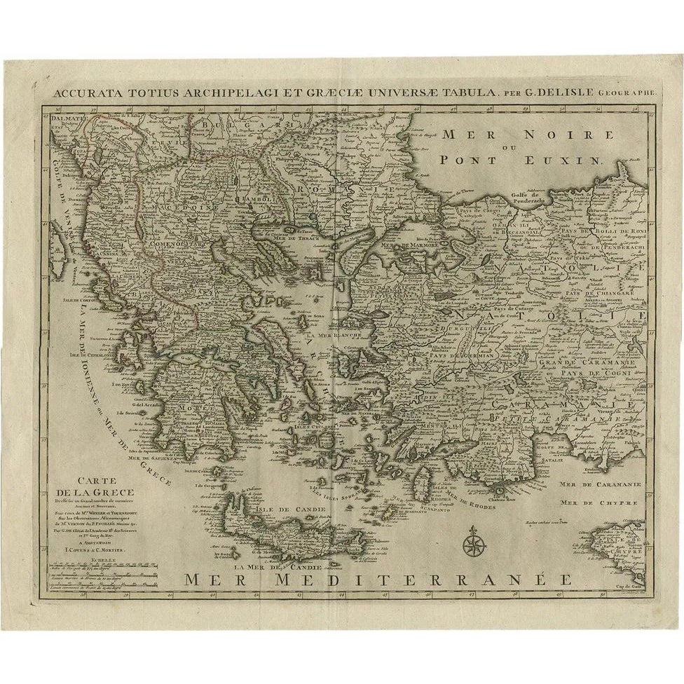 Antique Map of Greece, 1745 | Chairish