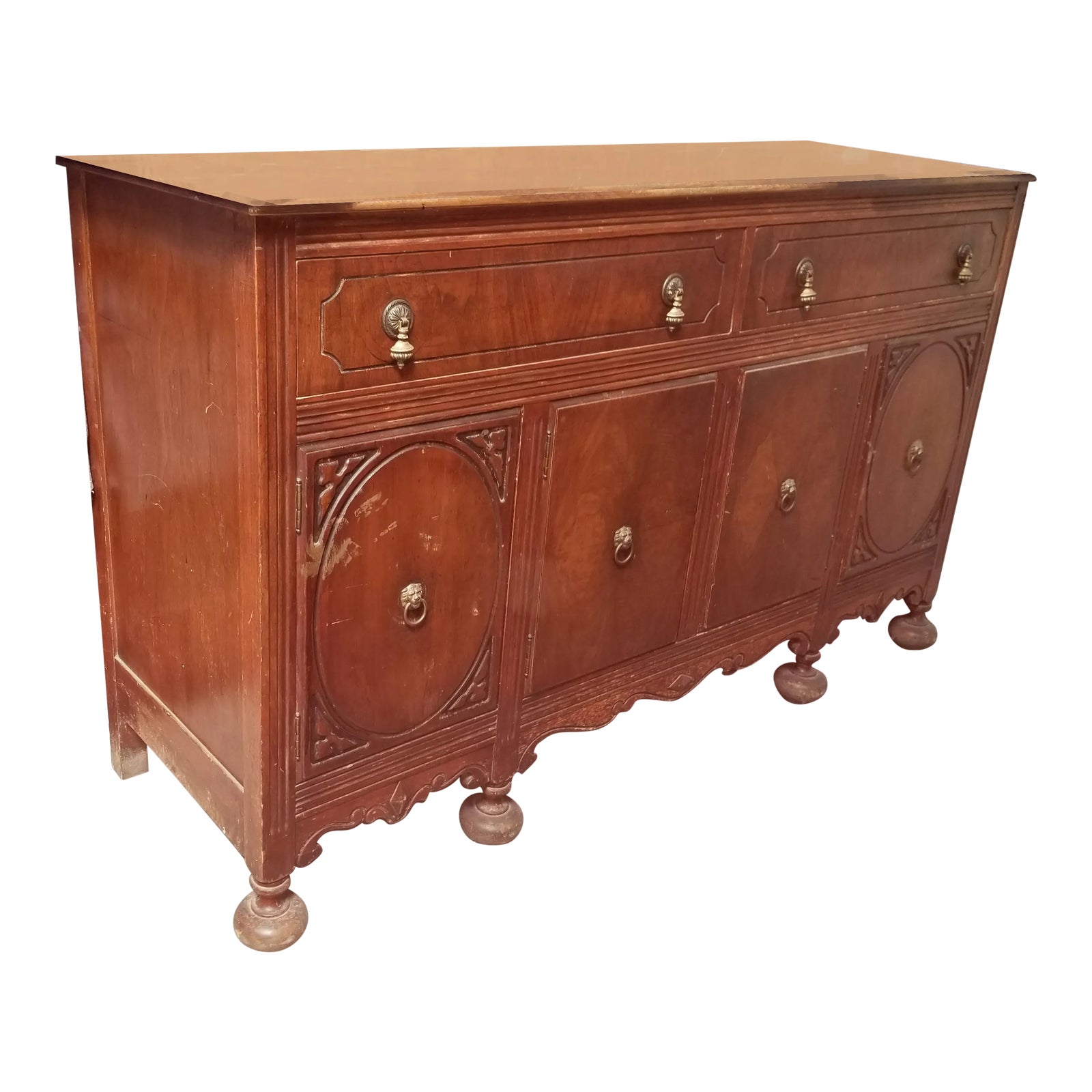 Vintage Traditional Buffet Sideboard With Ball Feet | Chairish