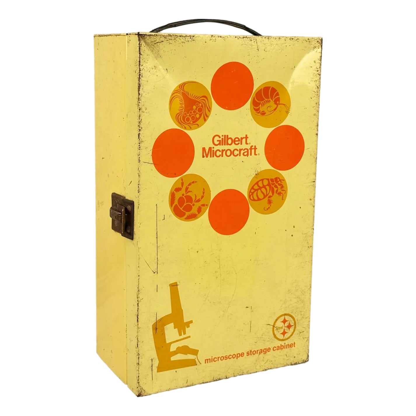 Mid-Century 1960's Boho Yellow & Orange Microscope Storage Display Box ...