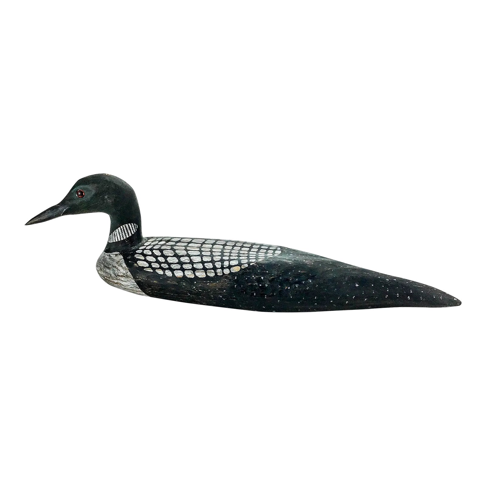 Folk Art Hand Carved Wood Decoy Loon Statue | Chairish