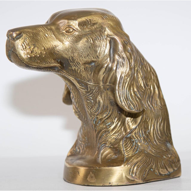Vintage Cast Brass Sculpture of Beagle Dog Bust Bookend Paperweight ...