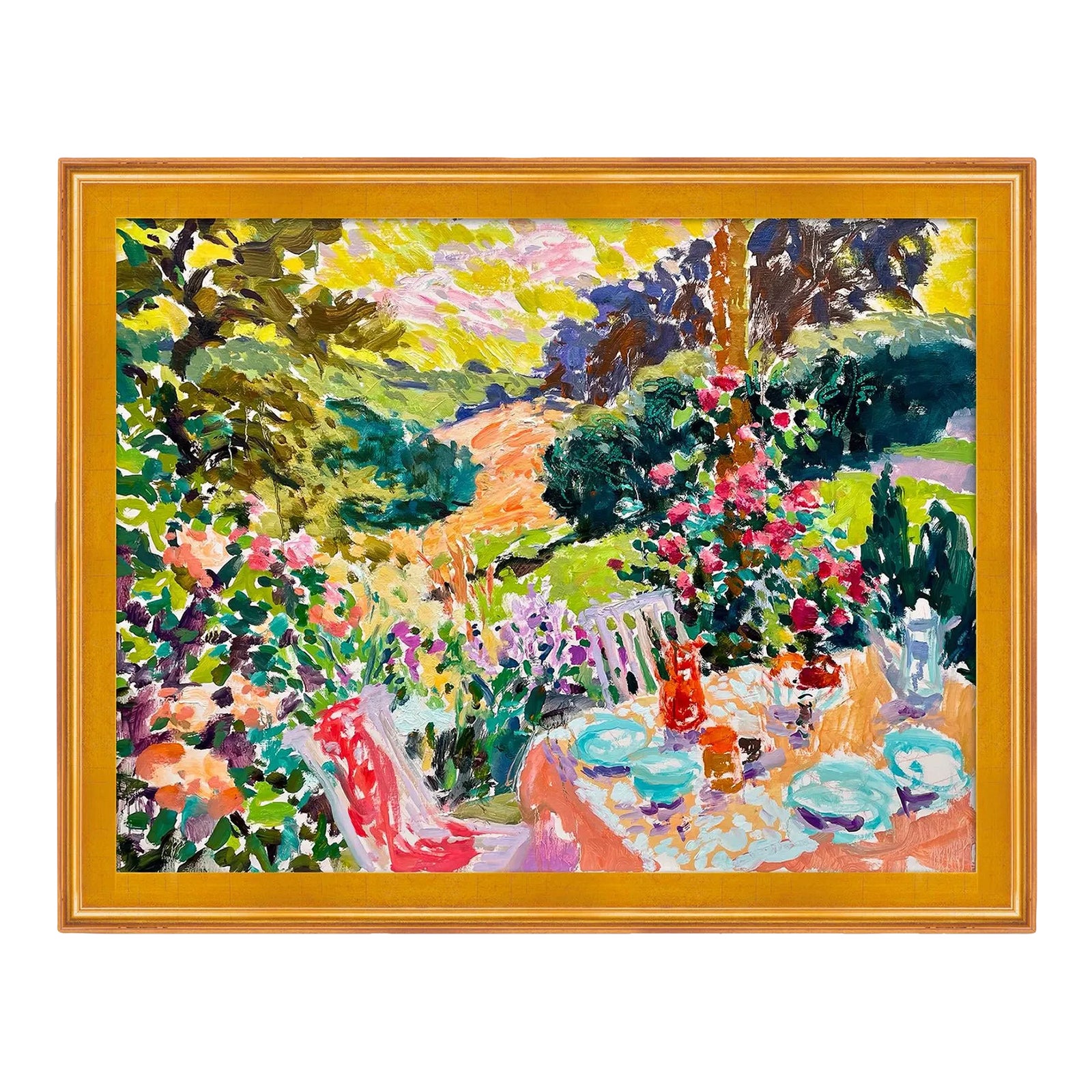 The Terrace at Old Granary Cottage by Hugo Grenville in Gold Frame, Art ...