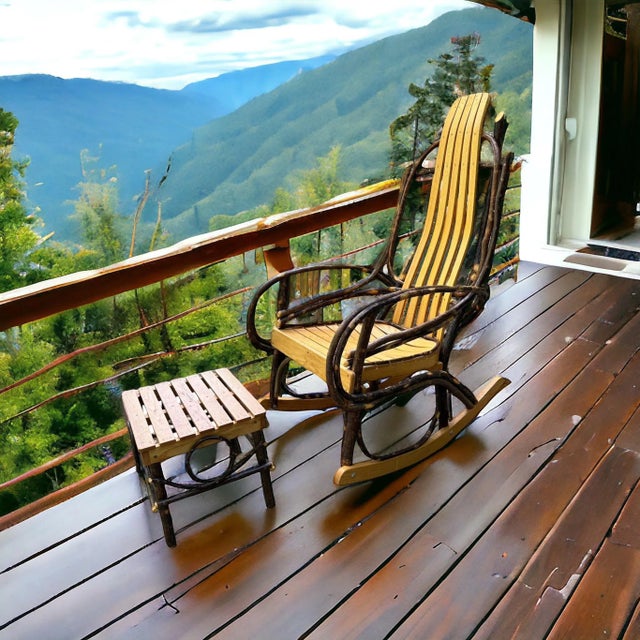 1990s Amish Folk Art Handcrafted Adirondack Bentwood Hickory and Oak ...