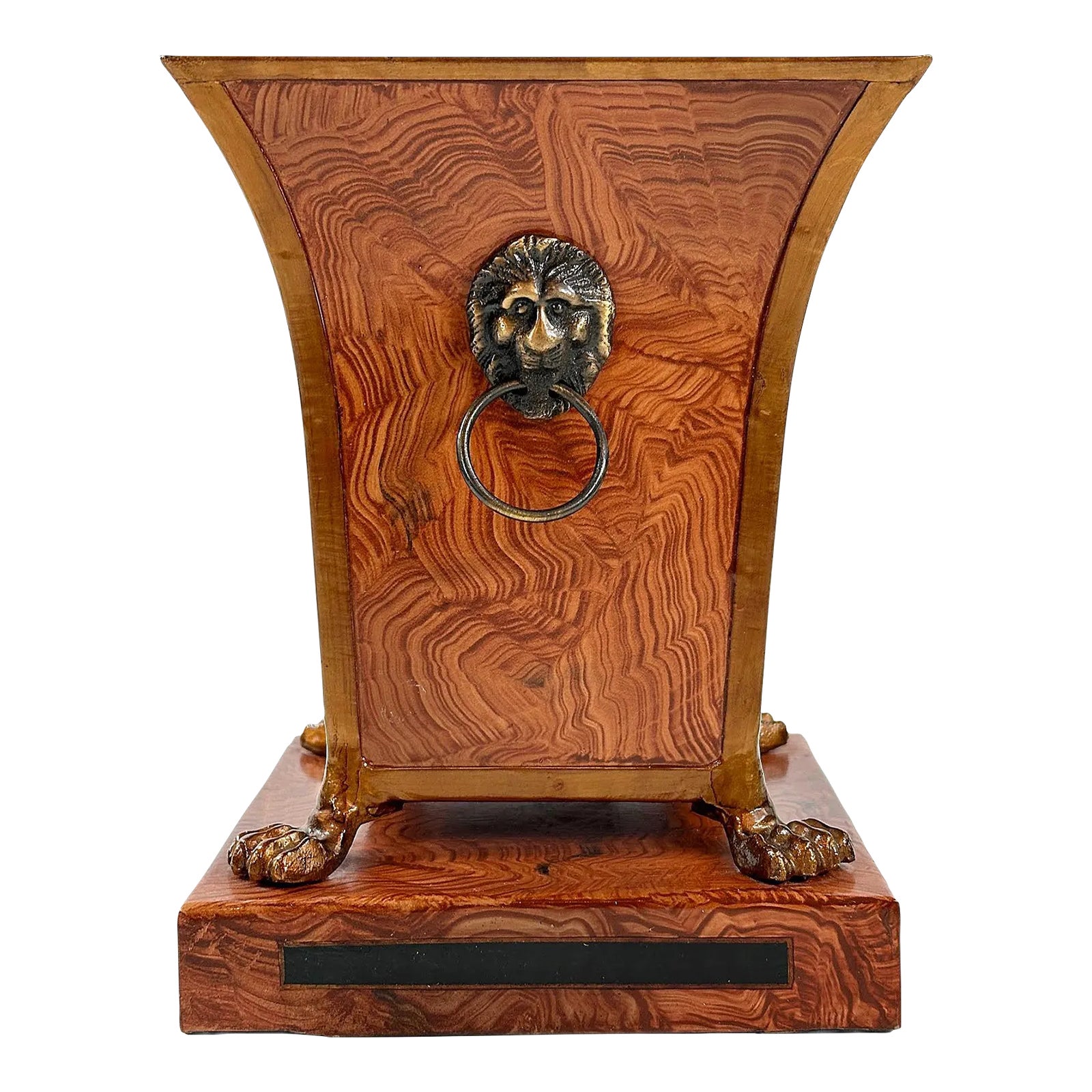 20th Century Faux Burl Finish Painted Clawfoot Tole Planter | Chairish