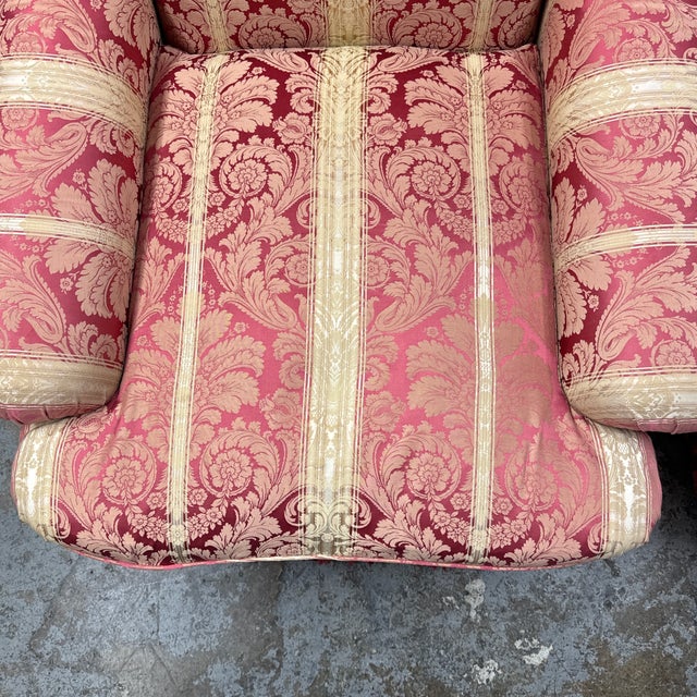 Custom Design Louis XV Style Red & Silk Rolled Back Chairs, a Pair ...