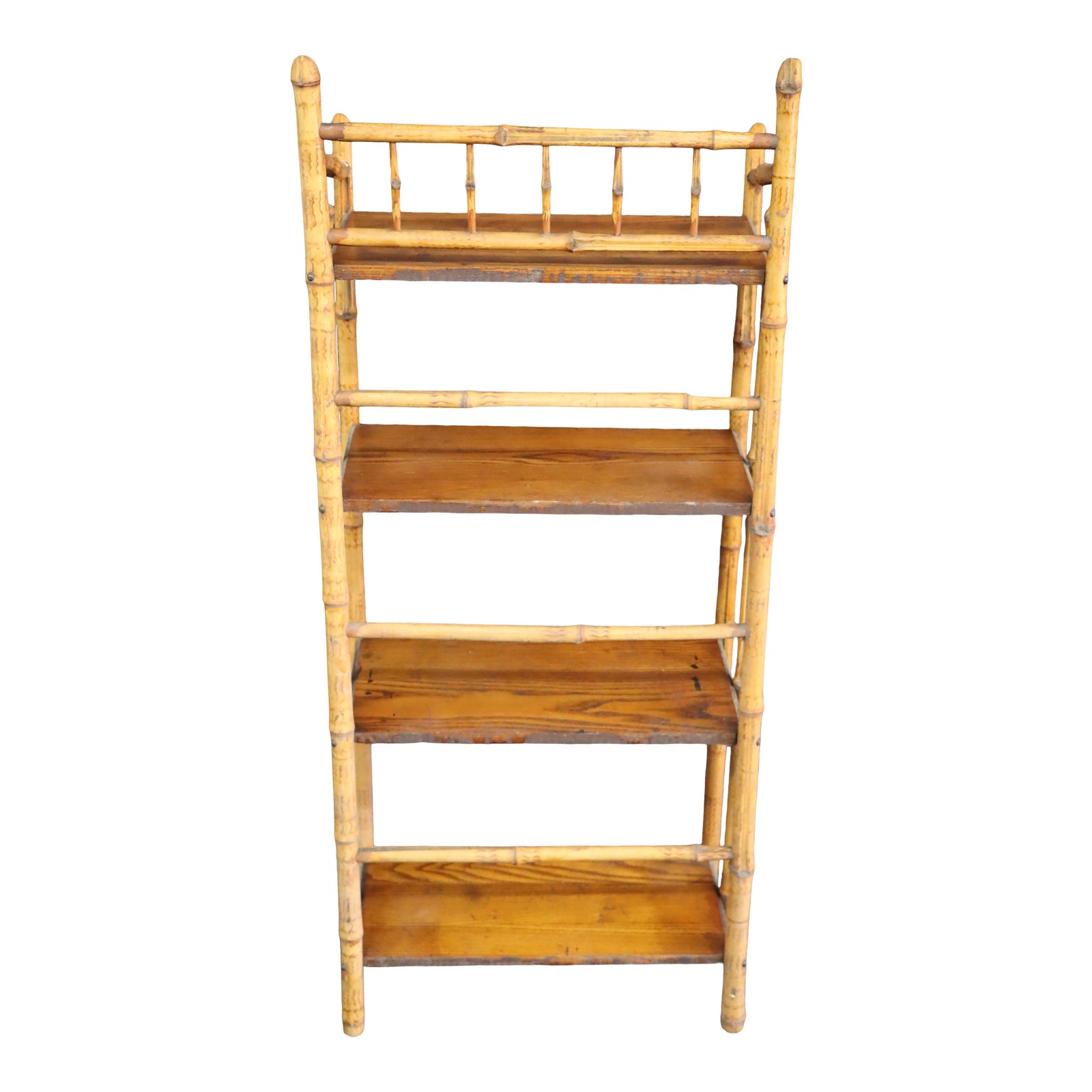 Mid-Century Modern Bamboo & Pine Etagere | Chairish