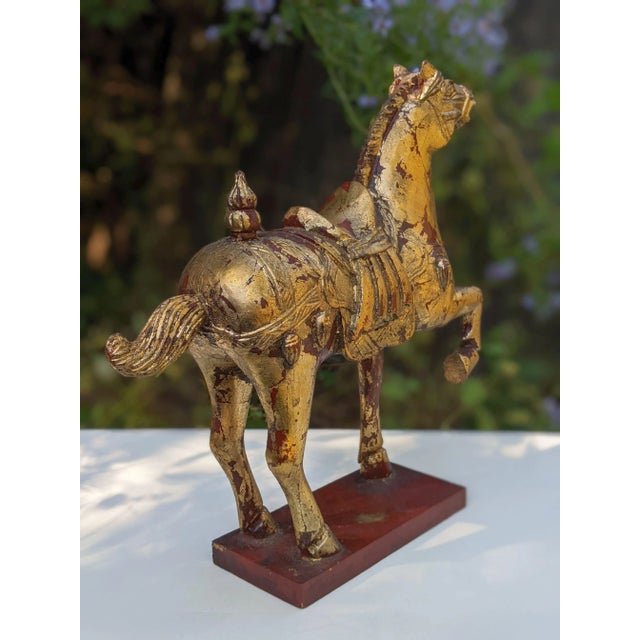 Mid 20th Century Chinese Hand-Carved Gilt Wood Stylized Tang Horse ...