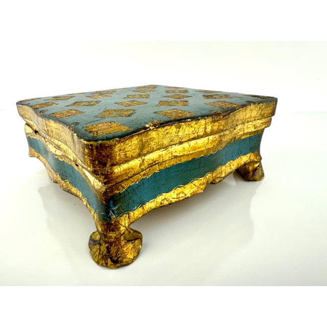 Vintage Mid Century Italian Hand Painted Footed Box | Chairish