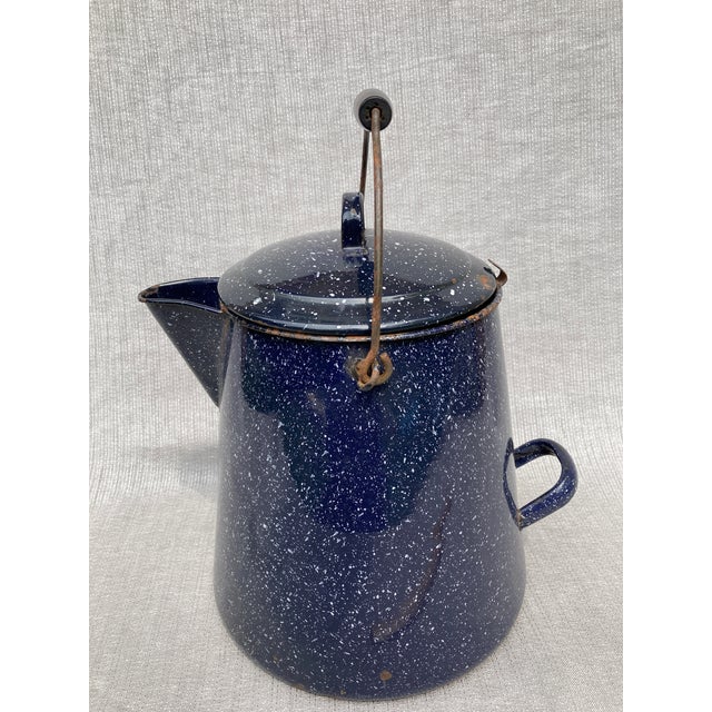 Antique Enamel Cowboy Kettle | Chairish