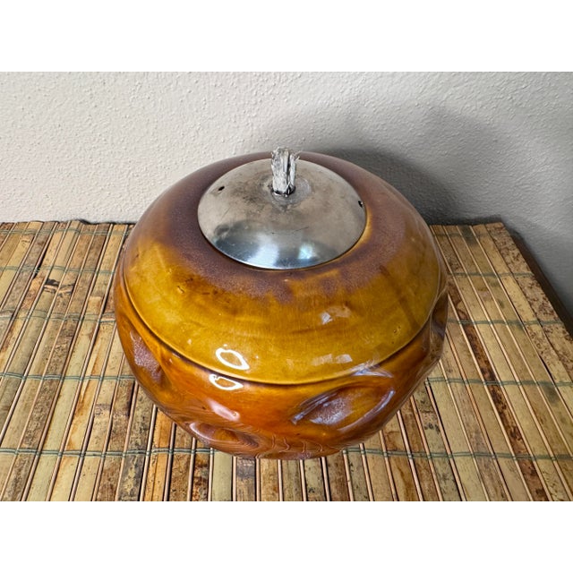 1970s Brown Pottery Oil Lamp | Chairish