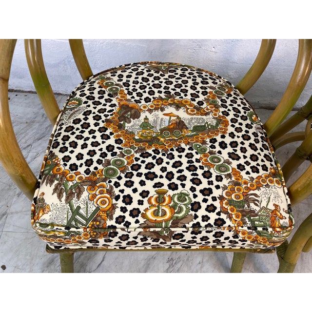 Vintage Rattan Side Chairs Newly Reupholstered in Vintage Brunswick and ...