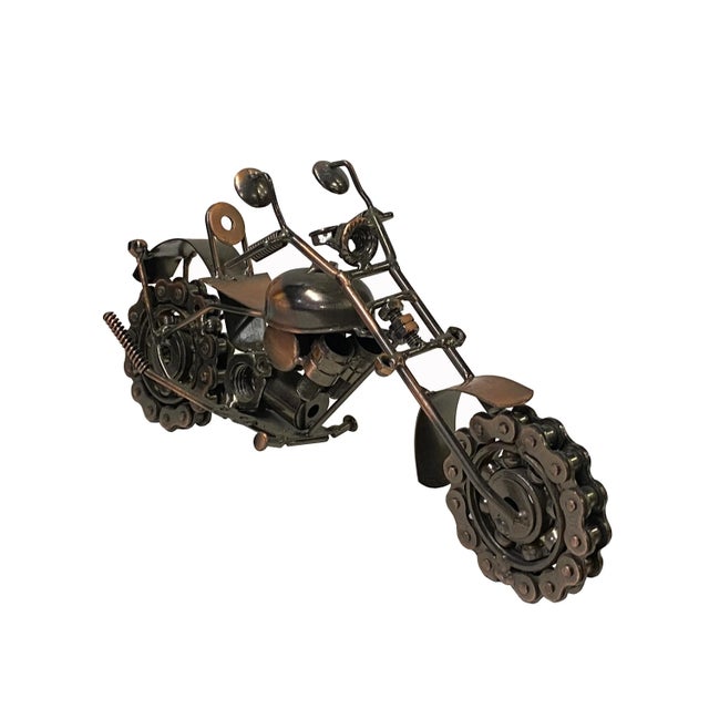 Copper Bronze Color Metal Mechanic Motorcycle Display Art Figure | Chairish