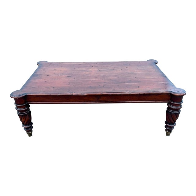 Solid Mahogany Rustic Carved Leg Coffee Table - Attributed to Milling ...