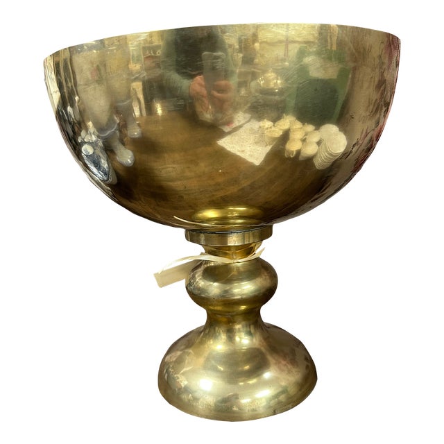 1920s Extra Large Brass Chalice Footed Bowl | Chairish